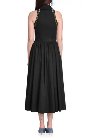 Avec Les Filles Placed Floral Embroidery Dress