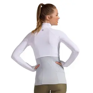 BLOQUV Long Sleeve Full Zip Crop Top Sun Shirt For Uv Protection - White