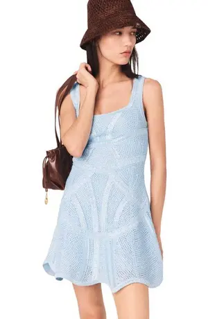 Maje Short Crochet Skater Dress