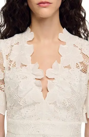 Sandro Floral Guipure Lace Mini Dress - White
