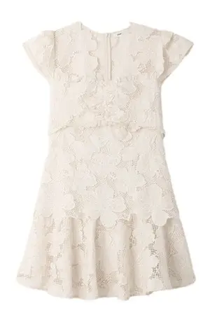 Sandro Floral Guipure Lace Mini Dress - White