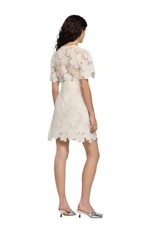 Sandro Floral Guipure Lace Mini Dress - White