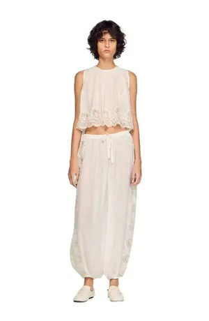 Sandro Crepon Crop Top