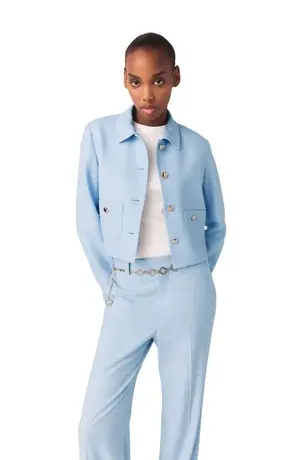 Maje Short Single-breasted Jacket - Blue Sky