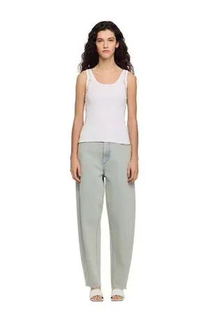 Sandro Ribbed Vest Top With Lace Inserts - White