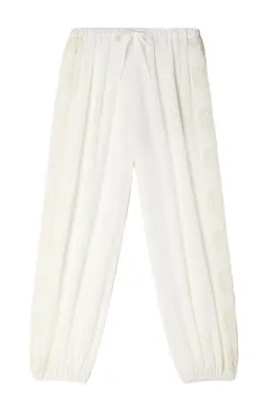 Sandro Crinkled Wide-leg Trousers With Lace - White
