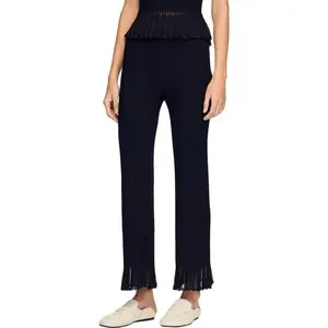 Sandro Ruffled Knit Trousers