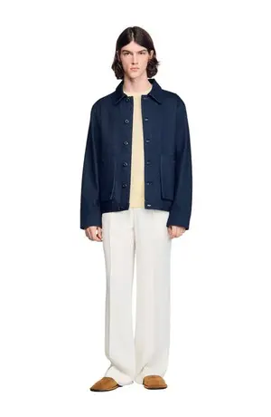 Sandro Denim Worker Jacket - Navy Blue
