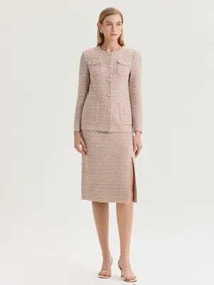 Misook Tonal Tweed Straight Knit Skirt