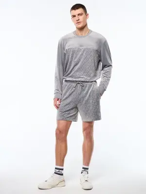 SERGIO TACCHINI Bandiera Debossed Velour Short - Sleet