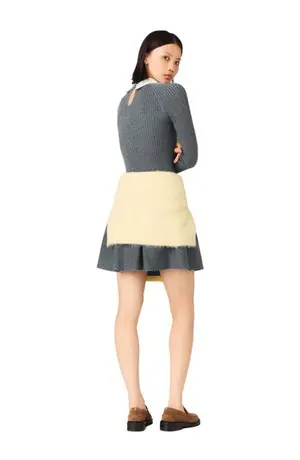 Maje Beaded-collar Knit Dress - Grey