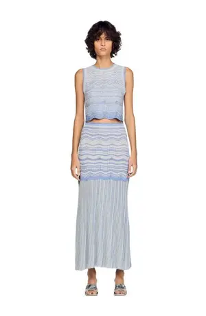 Sandro Sleeveless Crop Top - Sky Blue