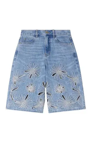 Sandro Embroidered Bermuda Shorts - Blue Jean
