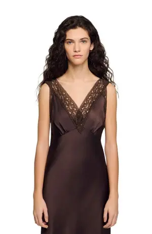 Sandro Lace Trim Maxi Dress
