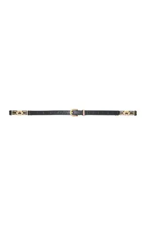 Maje Slim Croc-effect Leather Belt - Black