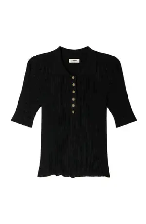 Sandro Decorative Knit Polo Shirt - Black