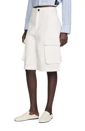 Sandro Wide-leg Cotton Bermuda Shorts - White