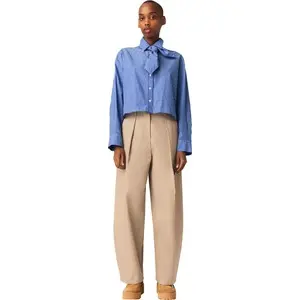 Maje Striped Shirt With Rhinestones And Removable Tie