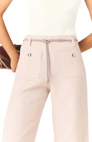 Maje Tweed Trousers With Rhinestone Embellishments