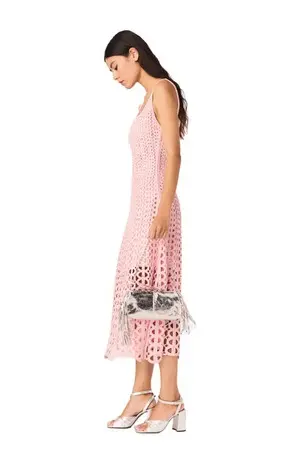 Maje Rhinestone Crochet Midi Dress