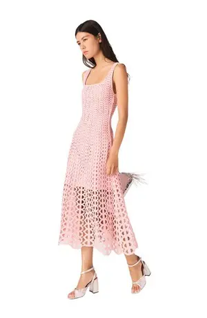 Maje Rhinestone Crochet Midi Dress