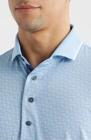 Greyson Rogue River Wave Print Performance Golf Polo