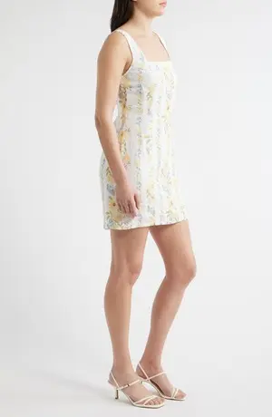 Bella Dahl Floral Smock Back Linen Blend Minidress - Wildflower