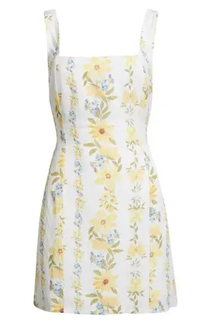 Bella Dahl Floral Smock Back Linen Blend Minidress - Wildflower