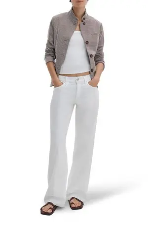 Rag & Bone Cam Featherweight Low Rise Relaxed Straight Leg Jeans - White