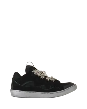LANVIN Curb Chain Suede Sneakers - Black