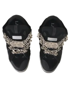 LANVIN Curb Chain Suede Sneakers - Black