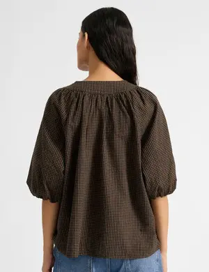 ALBARAY Gingham Blouson Sleeve Top