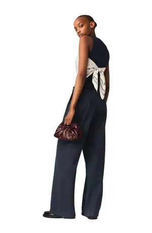 Maje Striped Wool Blend Suit Trousers