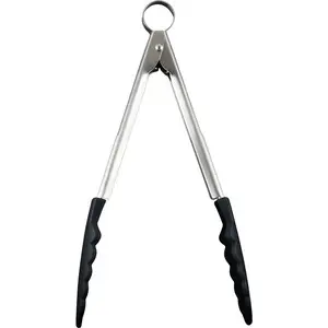 CUISIPRO 9.5 Inch Silicone Locking Tongs - Black