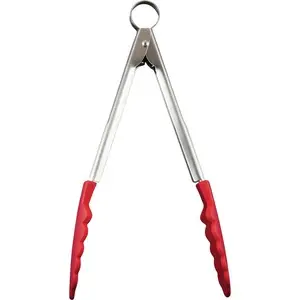 CUISIPRO 9.5 Inch Silicone Locking Tongs - Red