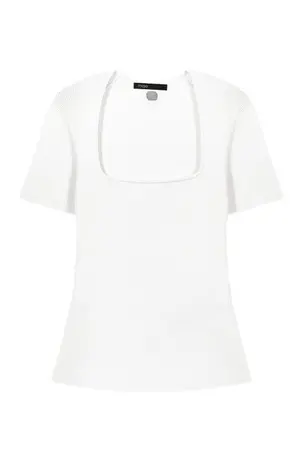 Maje Square-neck Ribbed Top - White