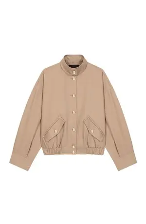 Maje Cotton Bomber Jacket With Gold Button Details