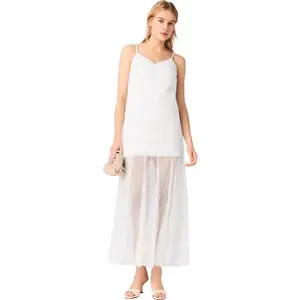 Maje Taffeta And Lace Dress - White