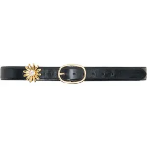 Maje Leather Belt With Jewel - Black
