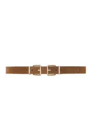 Maje Double Buckle Suede Belt - Camel