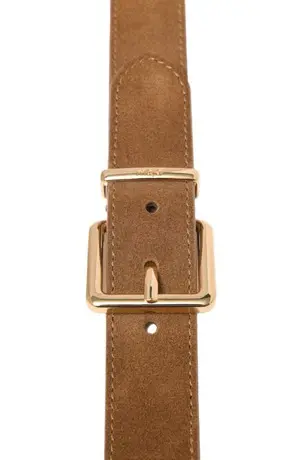 Maje Double Buckle Suede Belt - Camel
