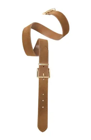 Maje Double Buckle Suede Belt - Camel