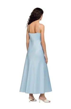 Sandro Satin-effect Maxi Dress - Blue Sky