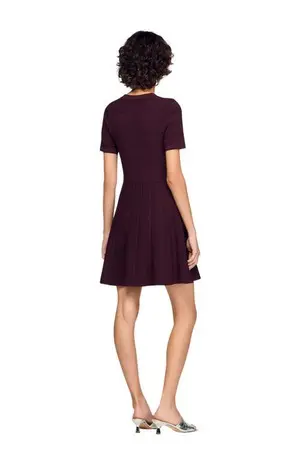 Sandro Pointelle Knit Short Dress With Button Detail - Brown