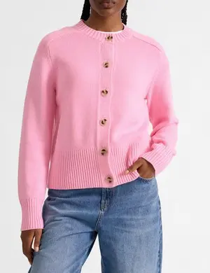 ALBARAY Cotton Crew Neck Cardigan