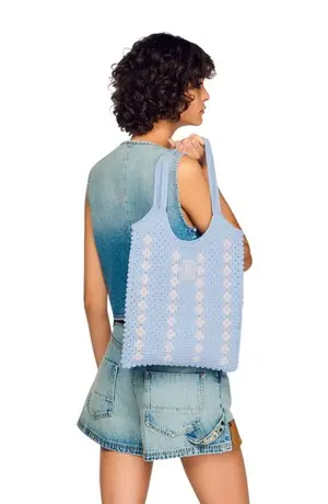 Sandro Two-tone Crochet Mesh Bag