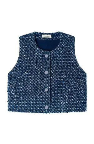 Sandro Sequin Sleeveless Crop Top