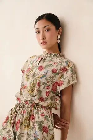 RAISHMA Samara Floral Print Playsuit - Cream