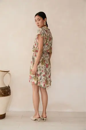 RAISHMA Samara Floral Print Playsuit - Cream