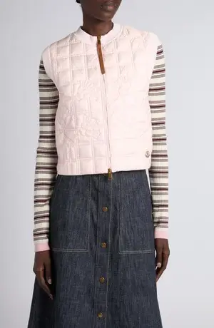 Moncler Floral Quilted Hybrid Puffer Sweater Vest